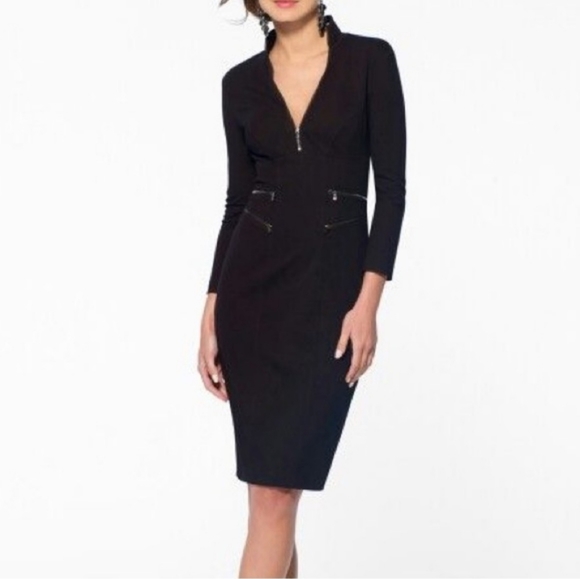 Cache | Dresses | Cach Black Bodycon Fitted Dress With Zipper Detail ...